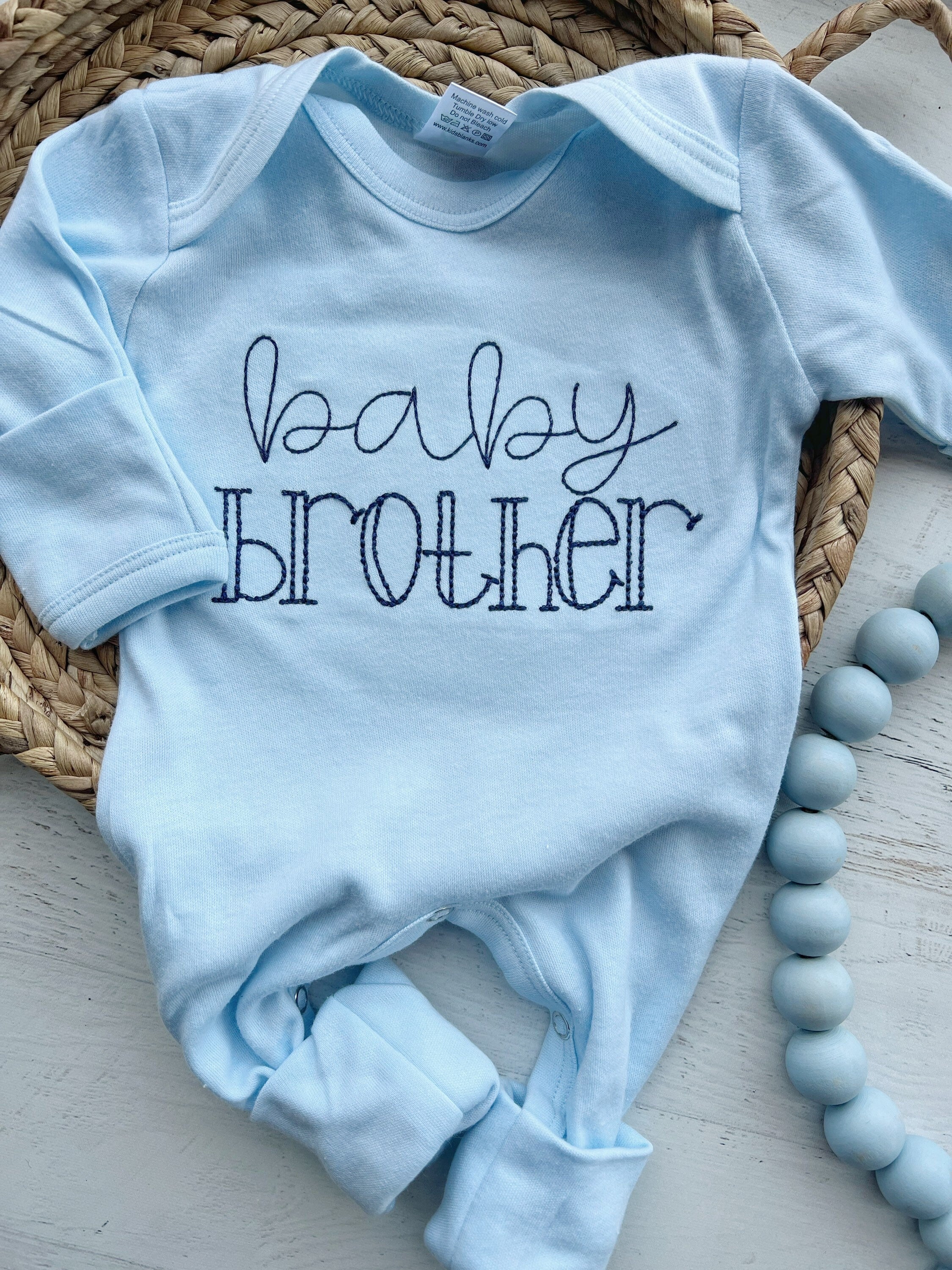 Blue Baby Brother Newborn Coming Home Outfit Embroidered – Wonderfully Made